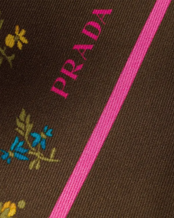 Prada Printed Silk Twill Skinny Scarf