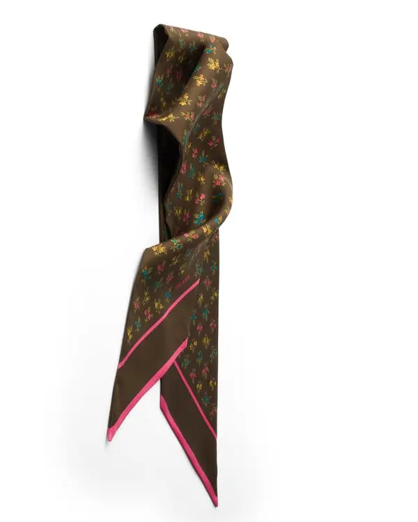Prada Printed Silk Twill Skinny Scarf