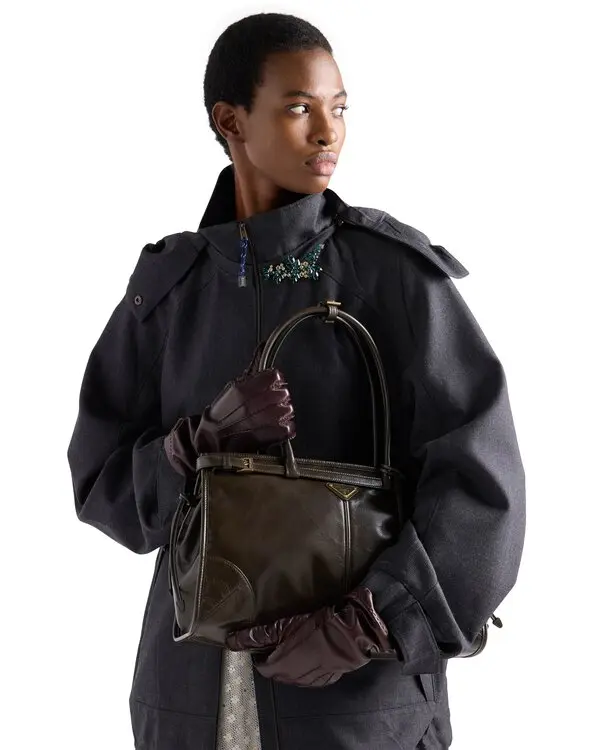 Prada Bonnie Large Leather Handbag - Green