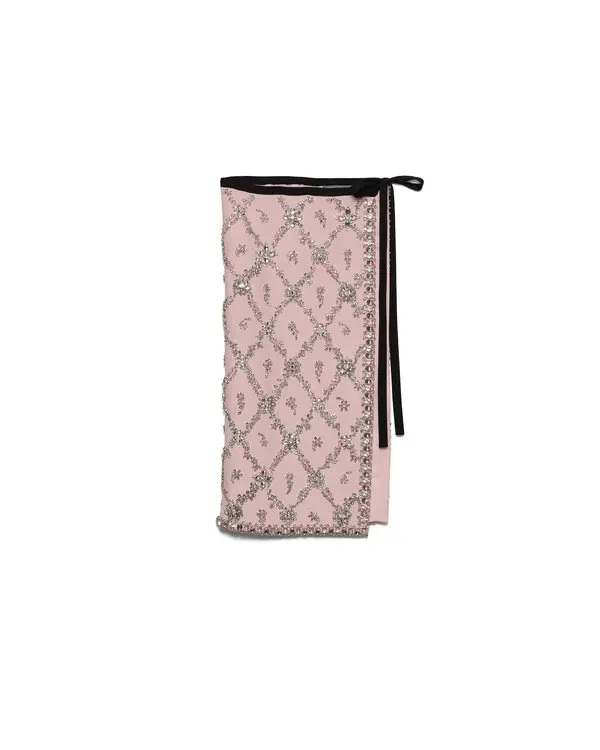 Prada Embroidered Cady Apron With Stone Embellishments