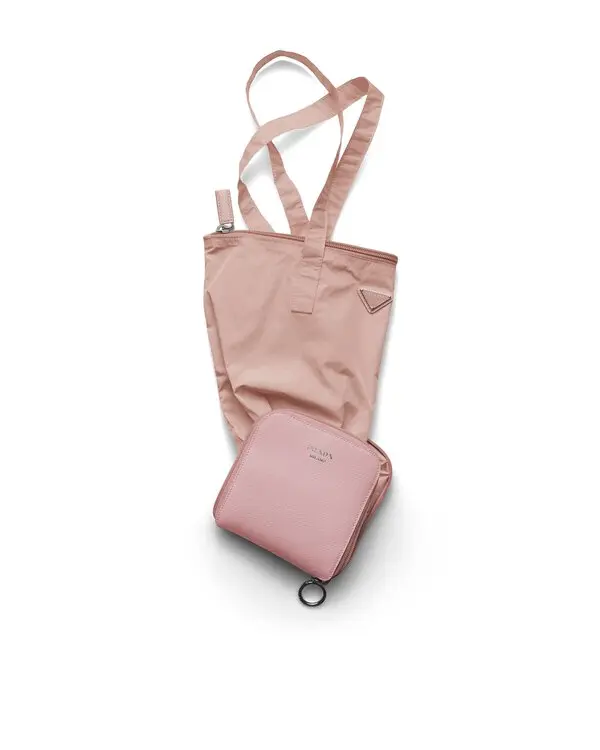 Prada Saffiano Leather Pendant With Re-nylon Tote Bag