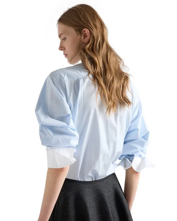 Prada Embroidered Poplin Shirt With Classic Collar And French Cuffs