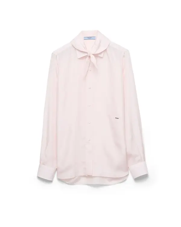 Prada Silk Poplin Shirt With Detachable Scarf - Pink