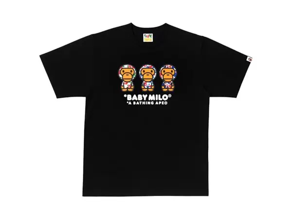 A BATHING APE Eu Camo Baby Milo Tee Shirt - Black