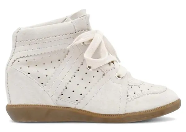 Isabel Marant Étoile Bobby Suede Calfskin Leather Wedge Sneakers - Chalk