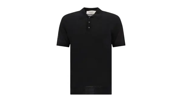 GOLDEN GOOSE Merino Wool Buttondown Polo Shirt - Black