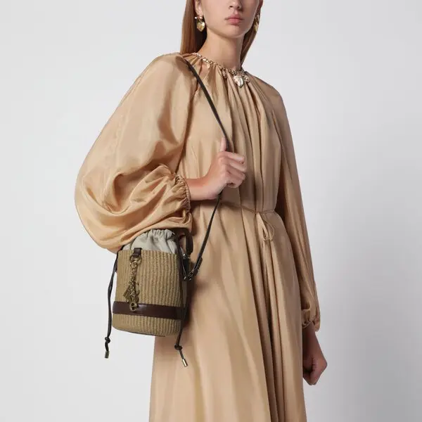 Chloé Charms Basket Bag In Natural Fibers - Brown
