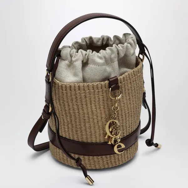 Chloé Charms Basket Bag In Natural Fibers - Brown