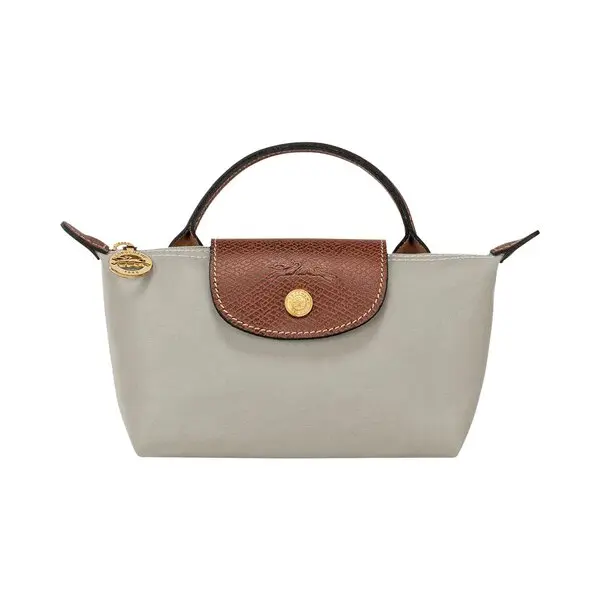 Longchamp Le Pliage Original Pouch With Handle 'pebble - Grey