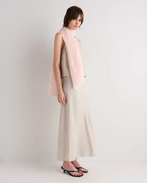 Quince 100% European Linen Embroidered Scarf