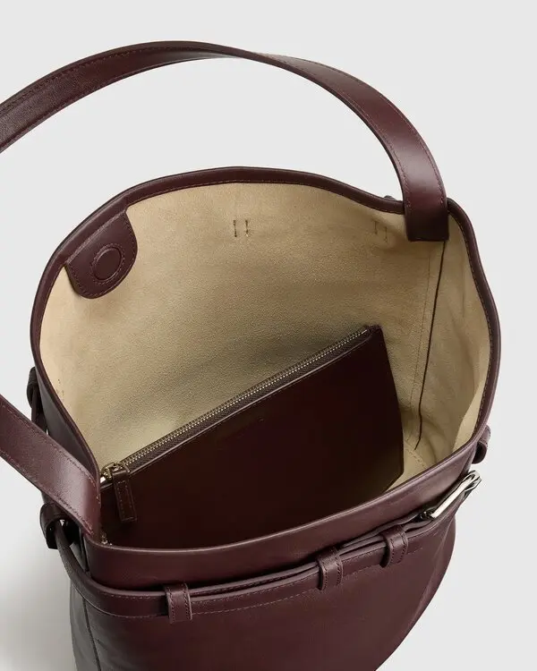 Quince Chiara Belted Bucket Bag - Deep Plum