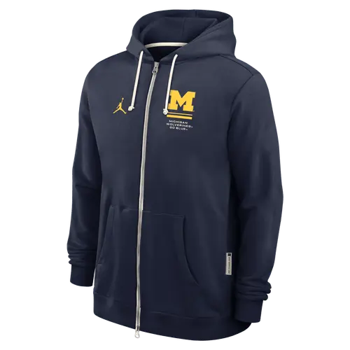 JORDAN BRAND Michigan Wolverines 2026 Sideline Standard Issue Dri-fit Full-zip Hoodie - Navy