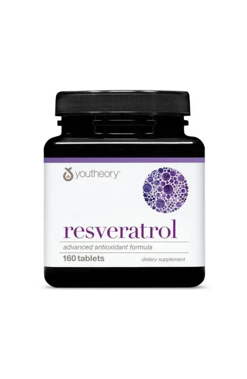 YOUTHEORY Resveratrol Advanced Antioxidant Super Fruit Supplement Tablets 160 Tablets - None