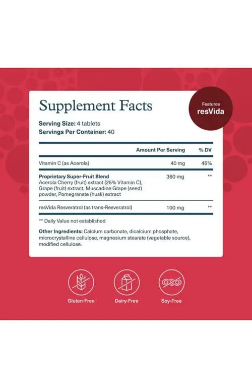YOUTHEORY Resveratrol Advanced Antioxidant Super Fruit Supplement Tablets 160 Tablets