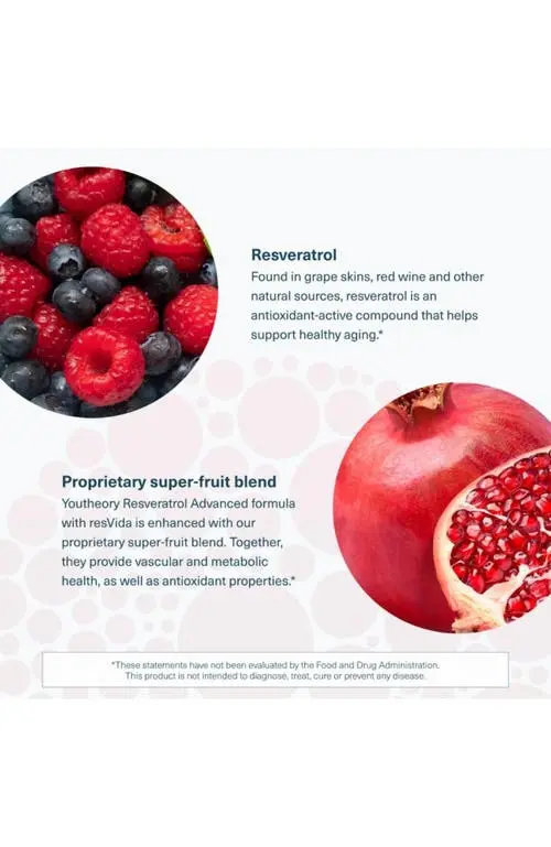 YOUTHEORY Resveratrol Advanced Antioxidant Super Fruit Supplement Tablets 160 Tablets