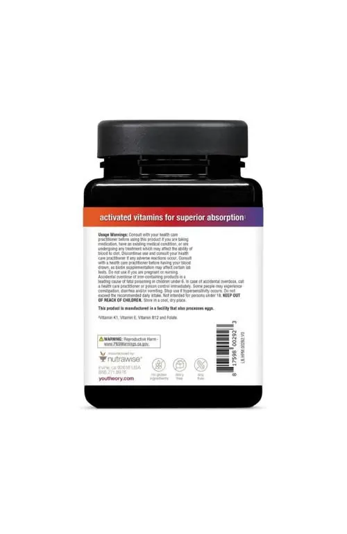 YOUTHEORY Multivitamin Supplement Essential Daily Nutrition Vegetarian Capsules 150 Vegetarian Capsules