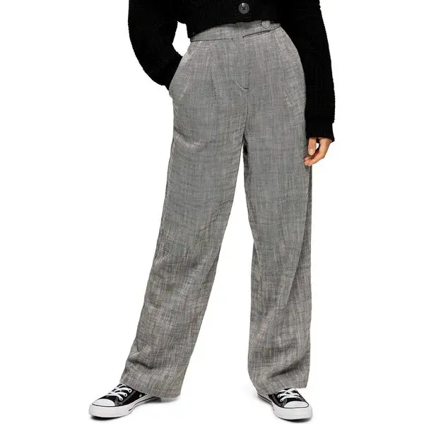 Topshop Wide Leg Trousers - Black Multi
