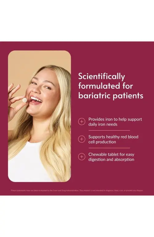 BARIATRIC ADVANTAGE Chewable Iron 29 Mg Supplement With Vitamin C Support 90 Count