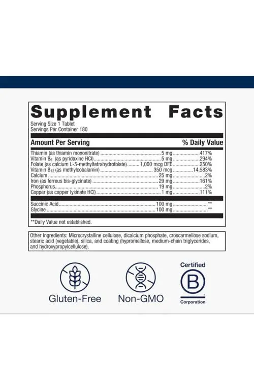 METAGENICS Hemagenics Iron Supplement With B12 B6 And Folate 180 Tablets
