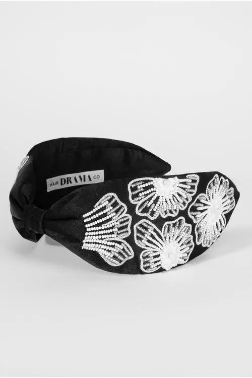 HAIR DRAMA CO. Flora Embellished Knotted Hair Band