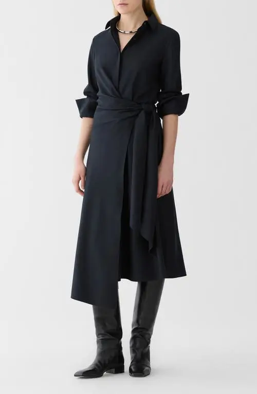 Lafayette 148 New York Wool Wrap Midi Dress