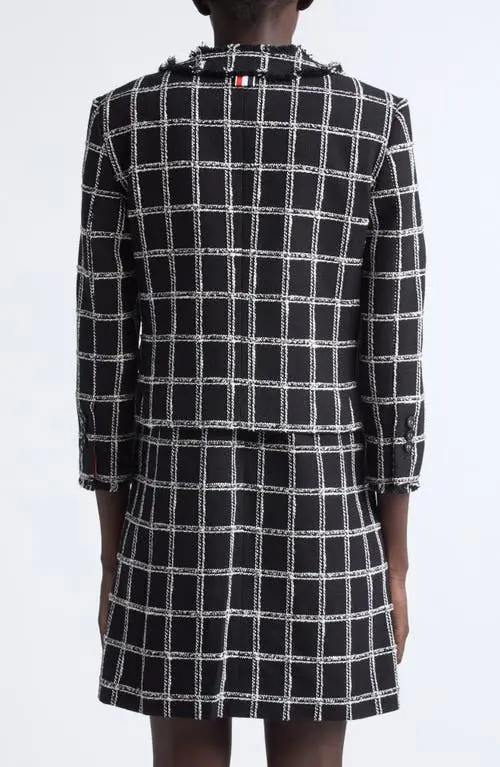 Thom Browne Windowpane Check V-neck Cardigan Jacket