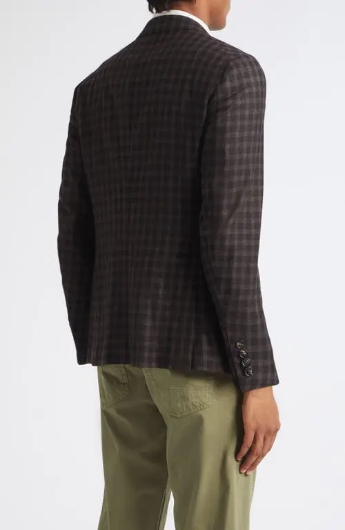 Isaia Check Wool & Cashmere Sport Coat - Dark Brown 450