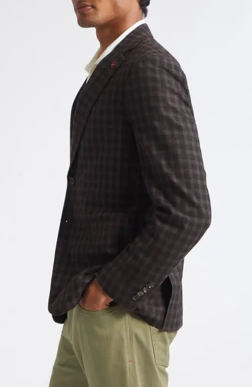 Isaia Check Wool & Cashmere Sport Coat - Dark Brown 450