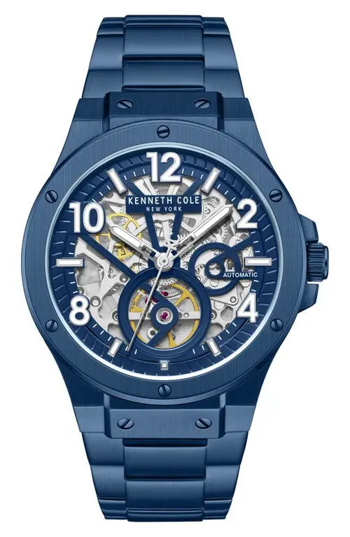 KENNETH COLE Skeleton Dial Automatic Bracelet Watch