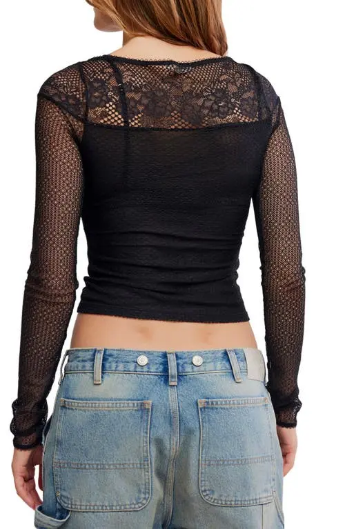 Free People Night Mode Layering Long Sleeve Mesh Top