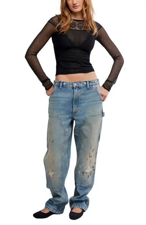 Free People Night Mode Layering Long Sleeve Mesh Top