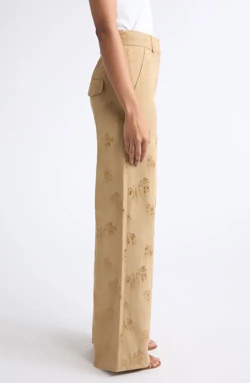 Veronica Beard Cole Floral Jacquard Wide Leg Pants