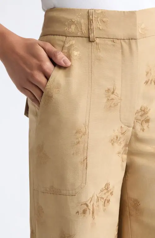 Veronica Beard Cole Floral Jacquard Wide Leg Pants