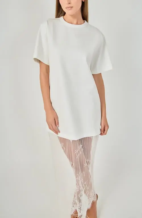 Endless Rose Mixed Lace T-shirt Midi Dress