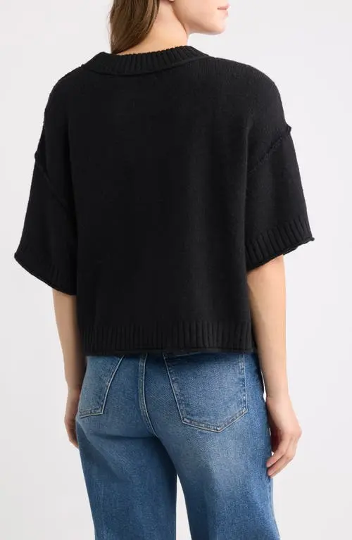 CITY BLUES Broome Short Sleeve Crop Cardigan - Black