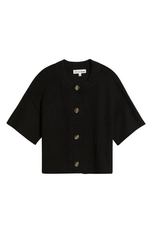 CITY BLUES Broome Short Sleeve Crop Cardigan - Black