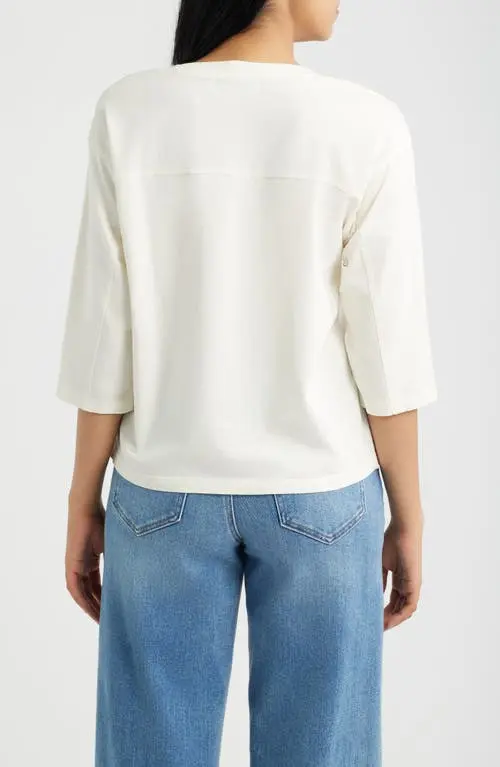 CITY BLUES Three-quarter-sleeve Graphic Print Top