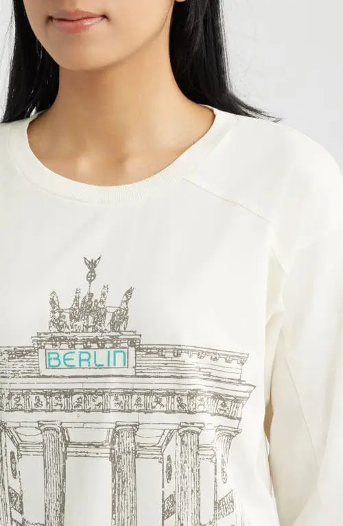 CITY BLUES Three-quarter-sleeve Graphic Print Top