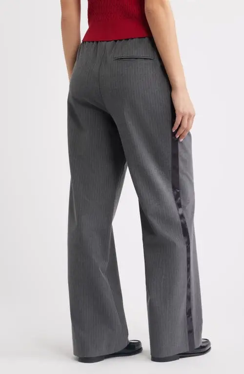 ROWING BLAZERS Pinstripe Wide Leg Pants With Side Stripes