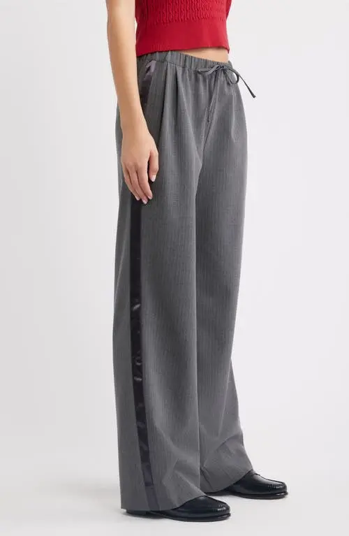 ROWING BLAZERS Pinstripe Wide Leg Pants With Side Stripes
