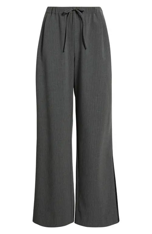 ROWING BLAZERS Pinstripe Wide Leg Pants With Side Stripes