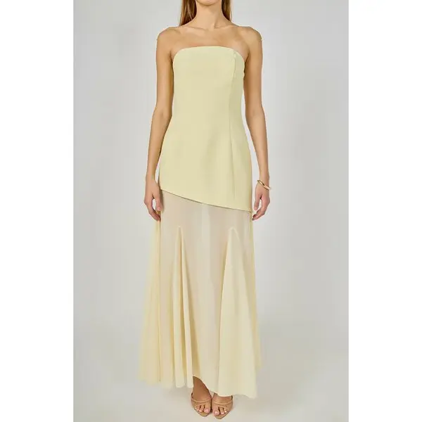 Endless Rose Strapless Combined Godet Maxi Dress