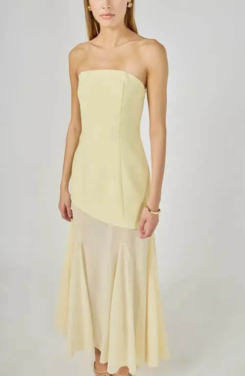 Endless Rose Strapless Combined Godet Maxi Dress