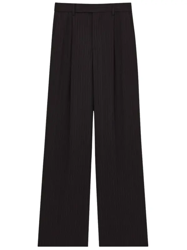 Saint Laurent Pleated Wide-leg Trousers With Pinstripes