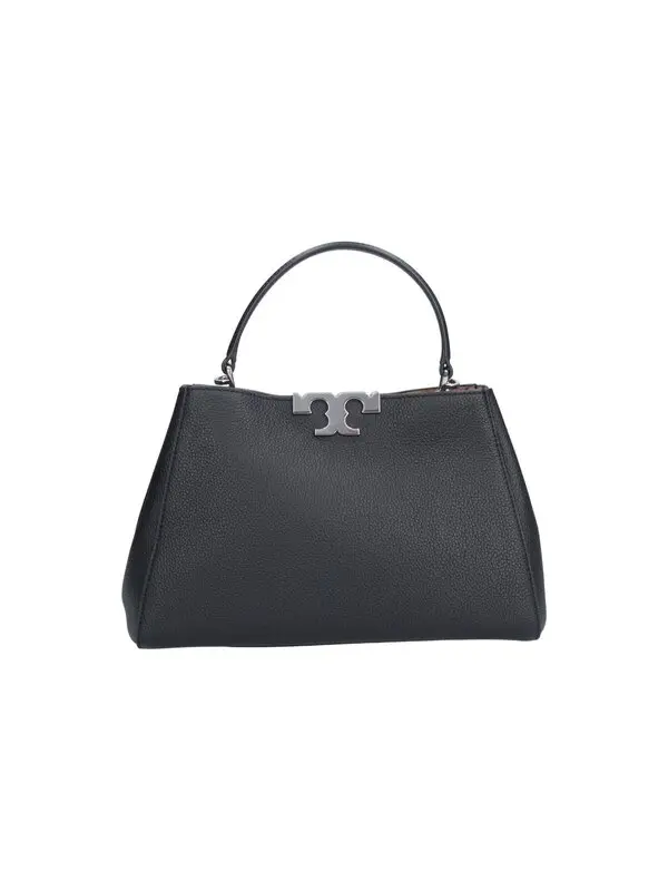Tory Burch Pebbled Leather Top Handle Satchel - Black