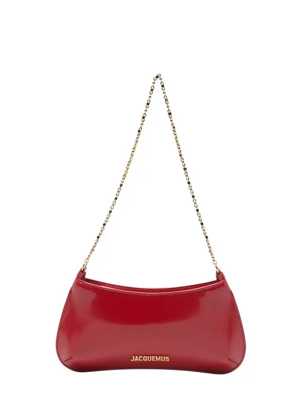 Jacquemus Calf Leather Chain Handbag With Gold-tone Hardware - Red