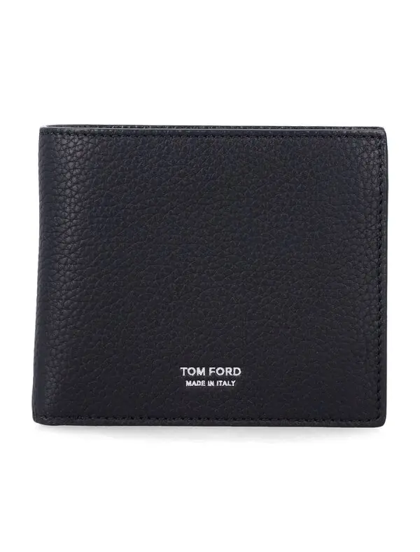 TOM FORD Grain Leather Bifold Wallet With Embossed Logo - Nero