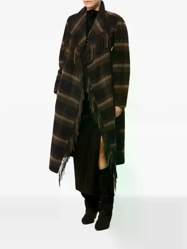 MARANT ETOILE Gihan Fringed Plaid Coat