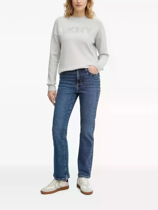 Dkny Sequin Logo Crew Neck Sweater
