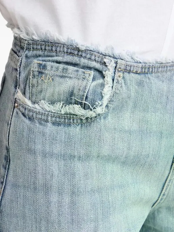 Armani Exchange Frayed-edge Wide-leg Jeans